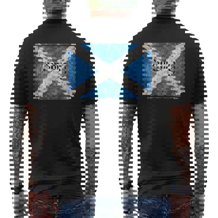 Duffy Scottish Clan Name Scotland Flag Mens Back Print T-shirt | Mazezy