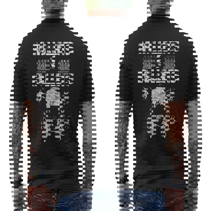 Funny Mullet Pride - Mullets & Bullets Mens Back Print T-shirt | Mazezy