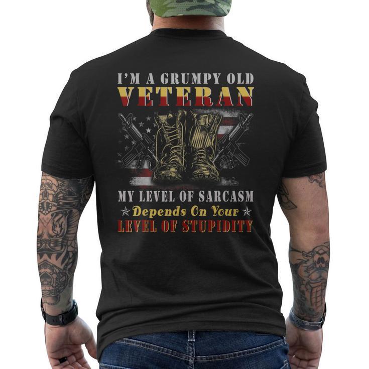 Im A Grumpy Old Veteran Sarcasm Level Stupidity Military Men's Back ...