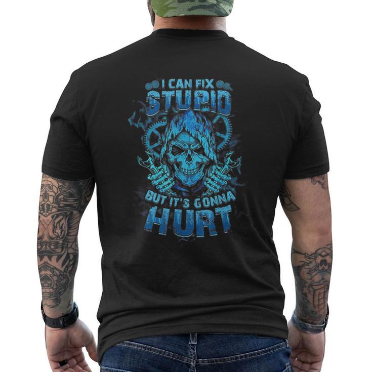 I Can Fix Stupid But Its Gonna Hurt Skull Mens Back Print T-shirt | Mazezy