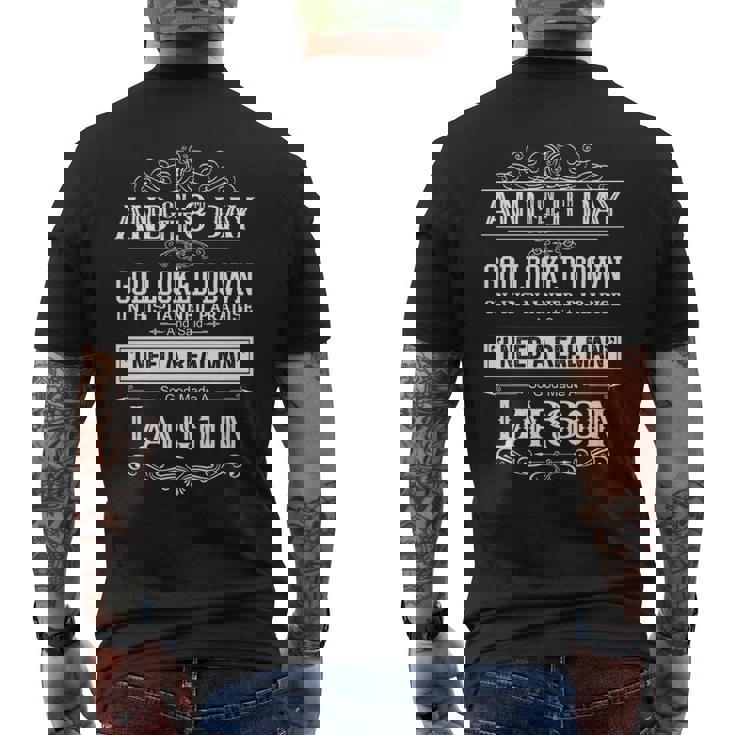 Larson Name Gift So God Made A Larson Mens Back Print T-shirt | Seseable