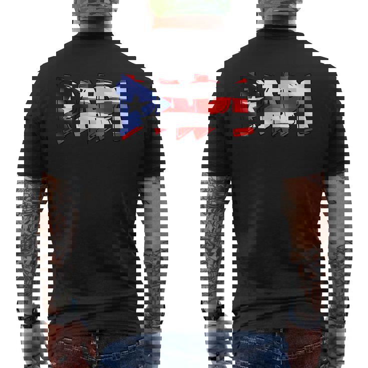 Papi Puerto Rican Flag Pr Pride Father Dad Boricua Men's Back Print T-shirt | Mazezy