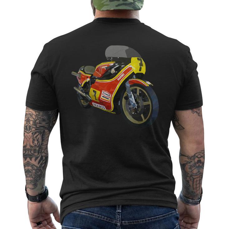 Retro Barry Sheen Motorcycle Gp500 Racing Motorbike Sketch Men's Back ...