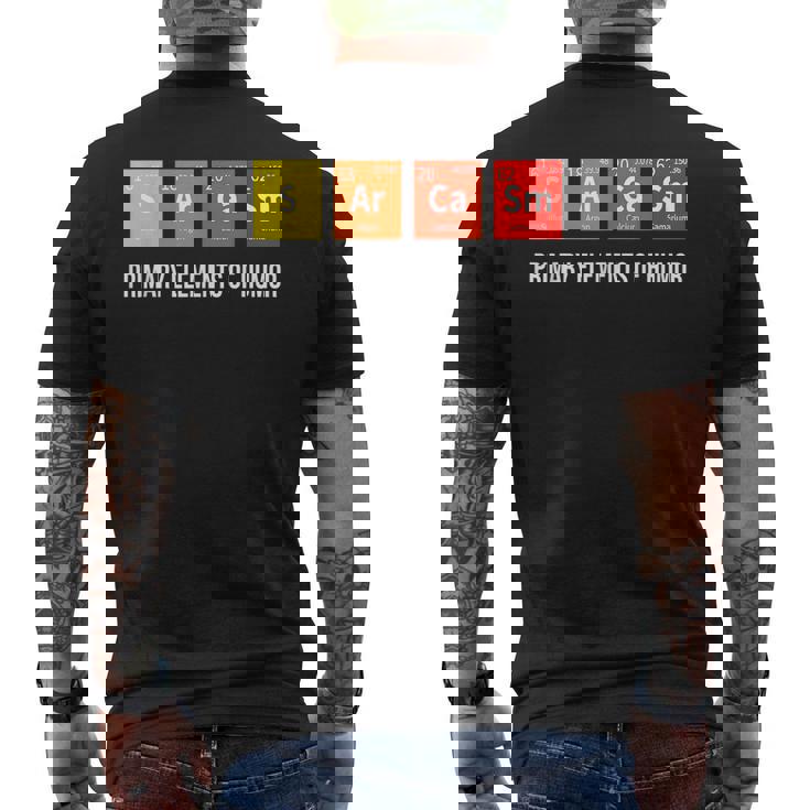 Science Sarcasm S Ar Ca Sm Primary Elements Of Humor Mens Back Print T ...