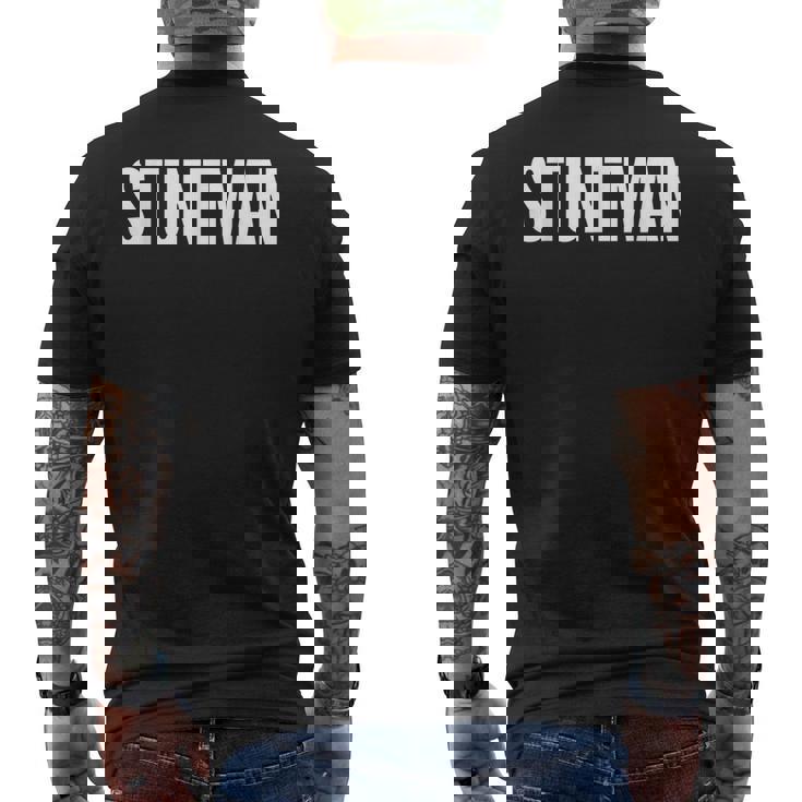 Stuntman Job Title Work Uniform Costume Men's Back Print T-shirt | Mazezy