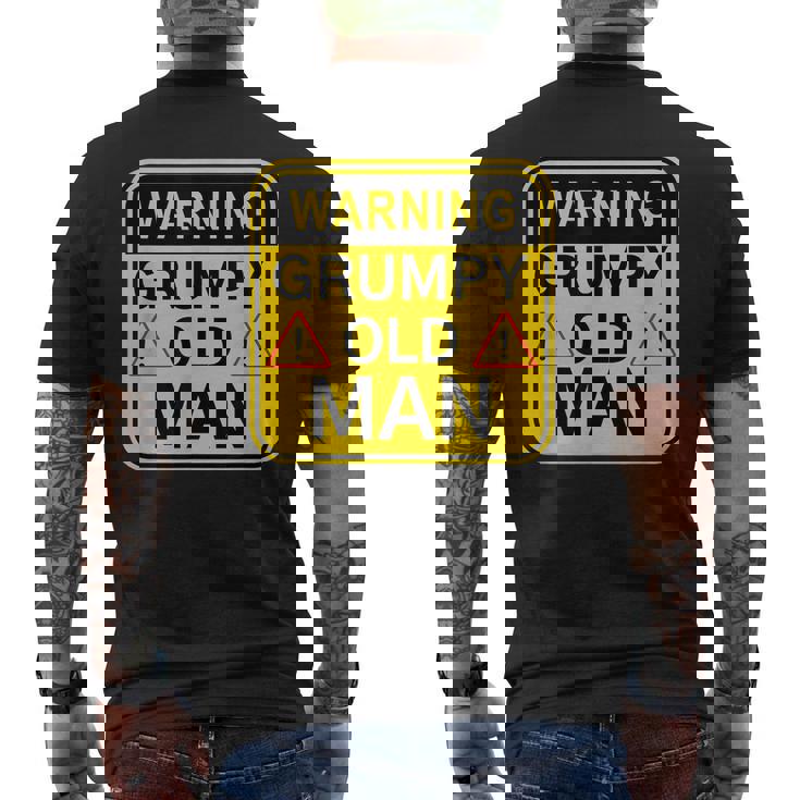 Warning Grumpy Old Man Warning Sign Men's Back Print T-shirt | Mazezy