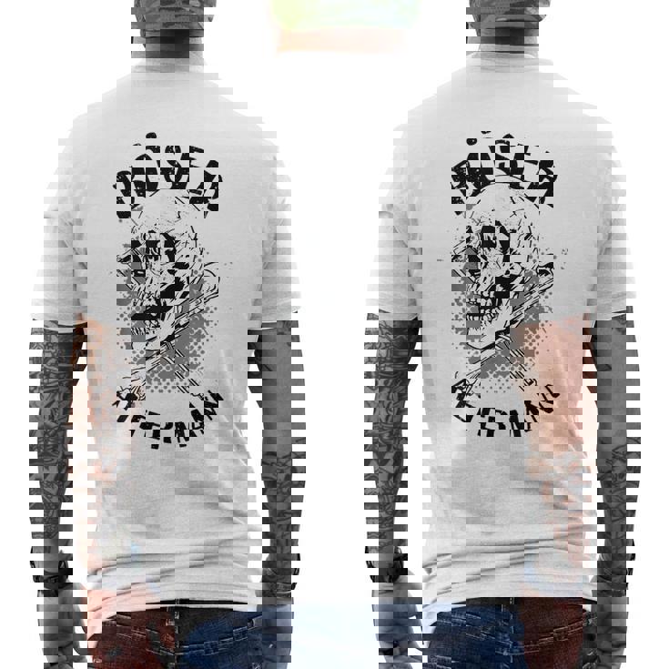 Bad Old Man Skull With Bones Skull Mens Back Print T-shirt | Mazezy