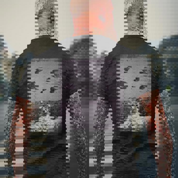 Alien Ufo Cat Meme Mens Back Print T-shirt | Mazezy