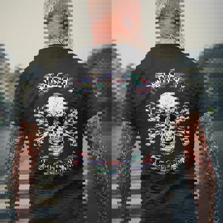 Bad Old Man Skull Camouflage Mens Back Print T-shirt | Mazezy