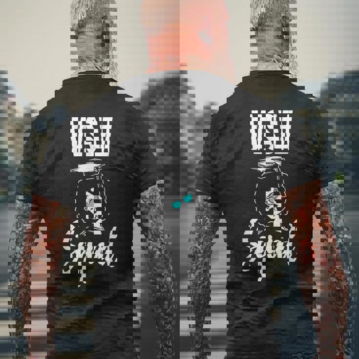 Black Queen Msw Social Work Squad Masters Graduation Mens Back Print T-shirt | Mazezy