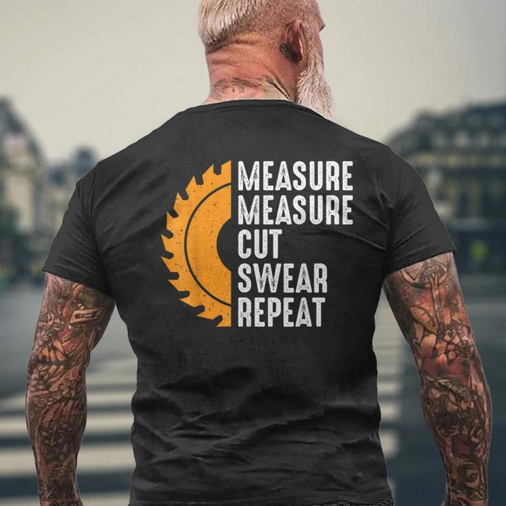 Dad Measure Cut Swear Handyman Father Men's Back Print T-shirt | Mazezy