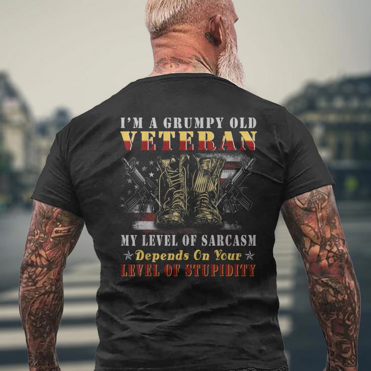 Im A Grumpy Old Veteran Sarcasm Level Stupidity Military Men's Back ...