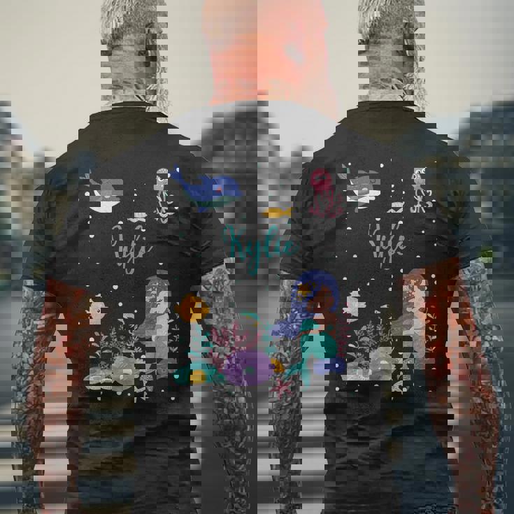 Kylie Name Personalized Mermaid Men's Back Print T-shirt | Mazezy