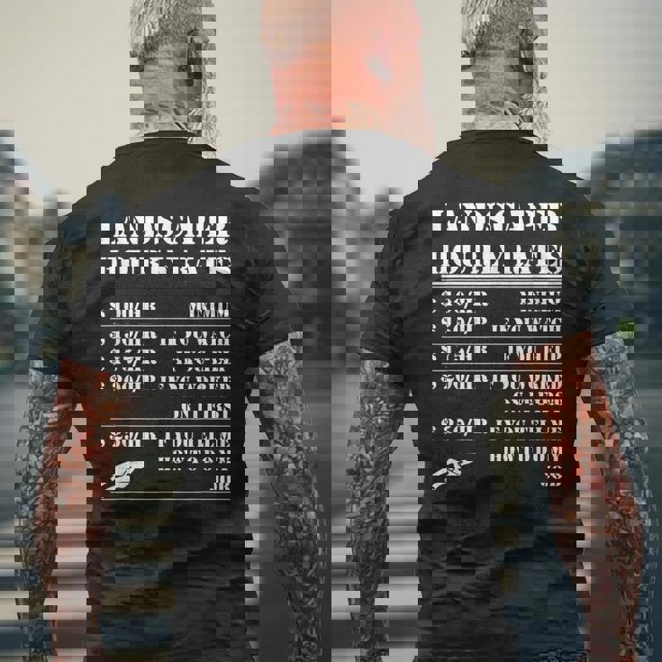 Landscaper Hourly Rate Labor Landscaping Mowing Men's Back Print T-shirt | Mazezy