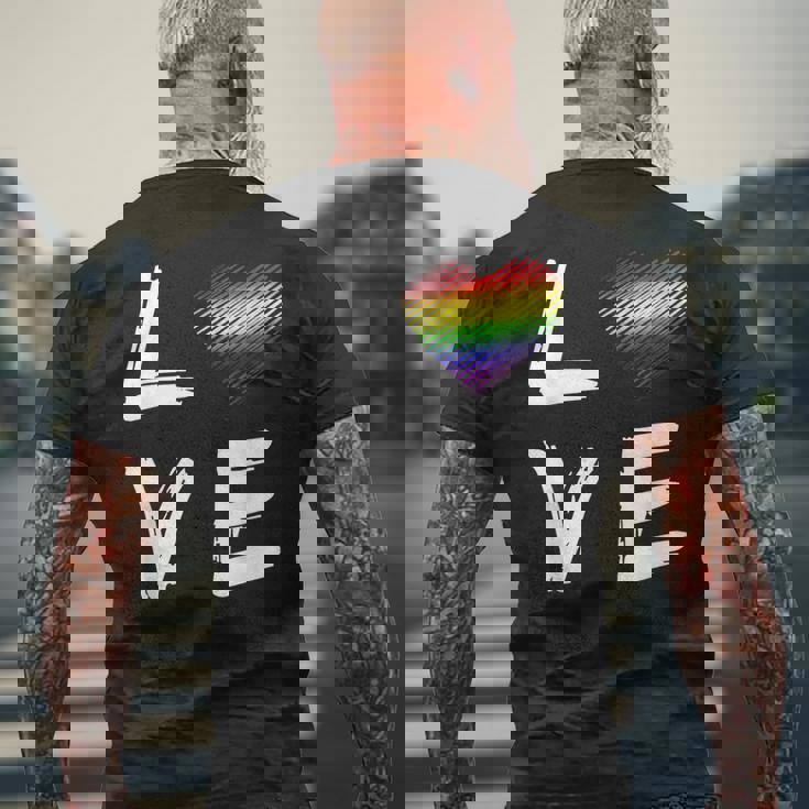 Love Lgbt Pride Gay Lesbian Gift Mens Back Print T-shirt | Mazezy