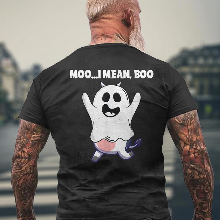 Moo I Mean Boo Ghost Cow Cow Costume Men's Back Print T-shirt | Mazezy