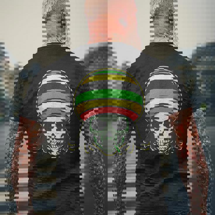 Rastafarian Skull With Marijuana Joint Scary Skeleton Mens Back Print T ...