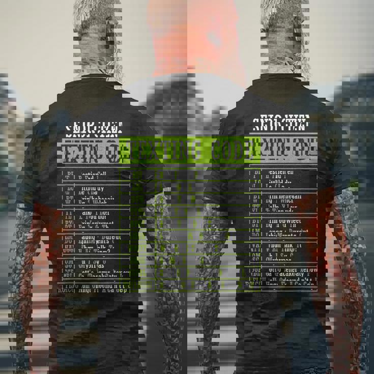 Senior Citizen Texting Code Dad Grandpa Men's Back Print T-shirt | Mazezy