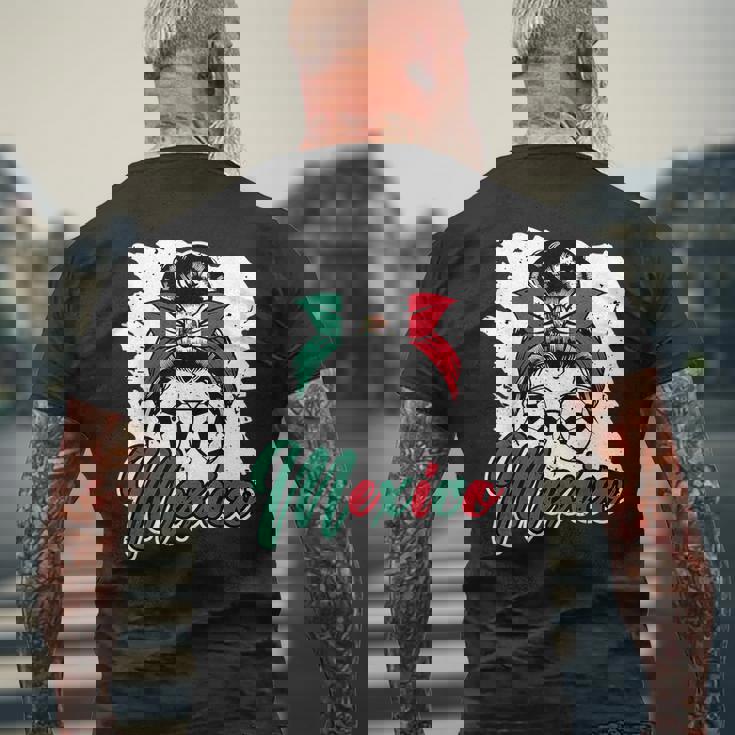 Soccer Mexico Messy Bun Mexican Flag Football Girls Women Mexican Flag Funny Gifts Mens Back ...