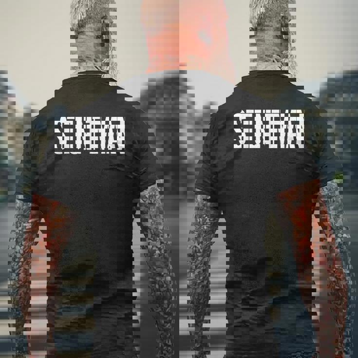 Stuntman Job Title Work Uniform Costume Men's Back Print T-shirt | Mazezy