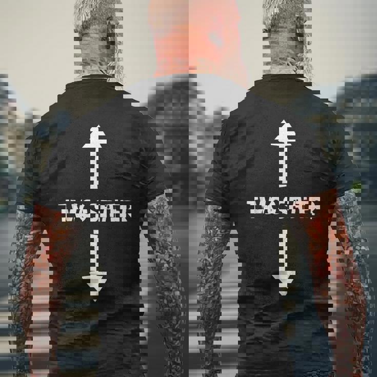 Two Seater Arrow Dad Joke Meme Men's Back Print T-shirt | Mazezy