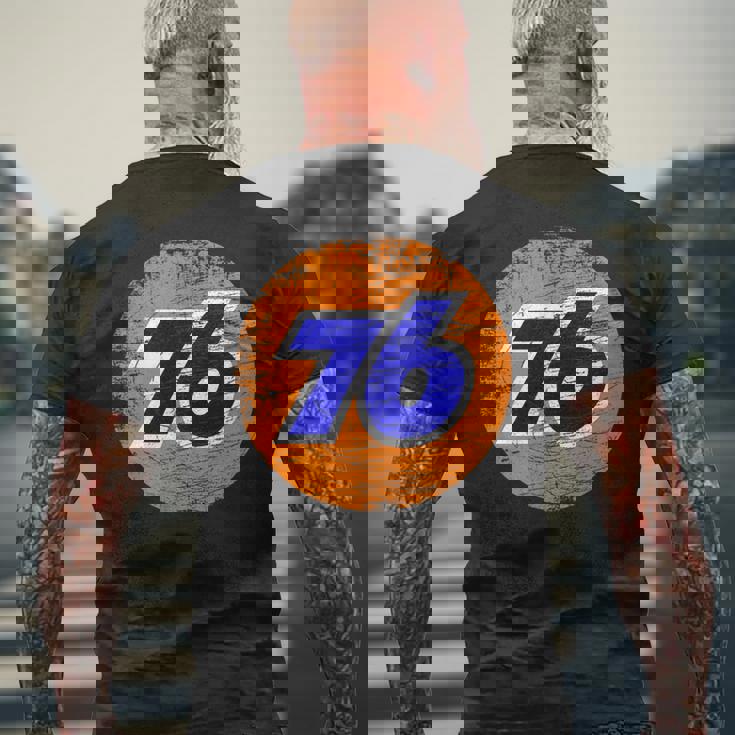 Vintage 76 Gas Station Sign Mens Back Print T-shirt | Mazezy