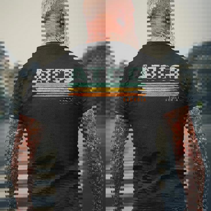 Vintage Stripes Atco Ga Men's T-shirt Back Print | Mazezy