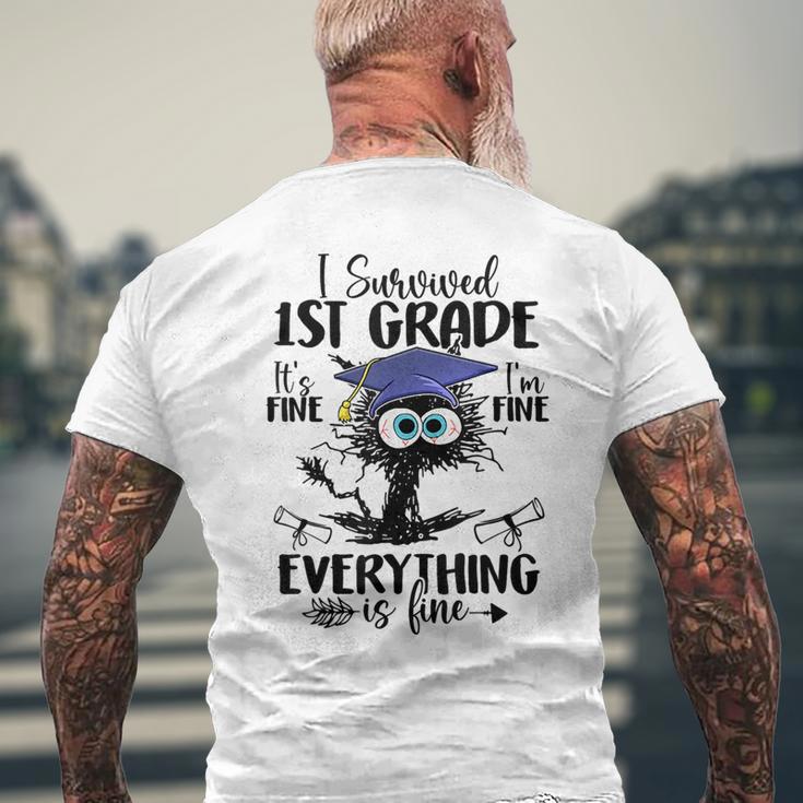 I Survived 1St Grade Graduated Funny Black Cat Graduation Mens Back ...