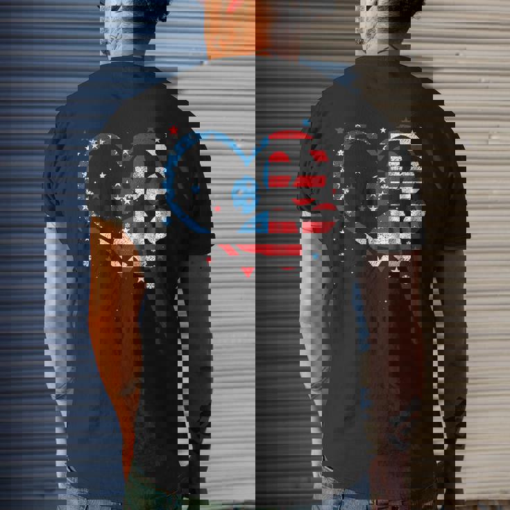 American Flag Patriotic Dog & Cat Paw Print - 4Th Of July Mens Back Print T-shirt - Seseable