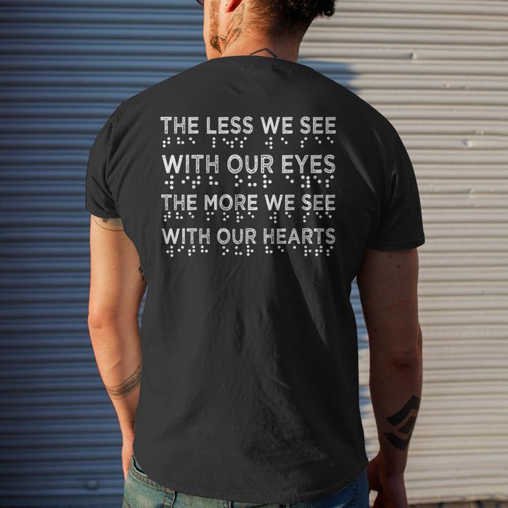 Braille Awareness Less Eyes More Heart Impaired Dots Braille Mens Back ...