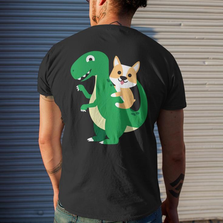 Corgi Riding T-Rex Cool Dinosaur Dino Dog Halloween Costume Mens Back ...