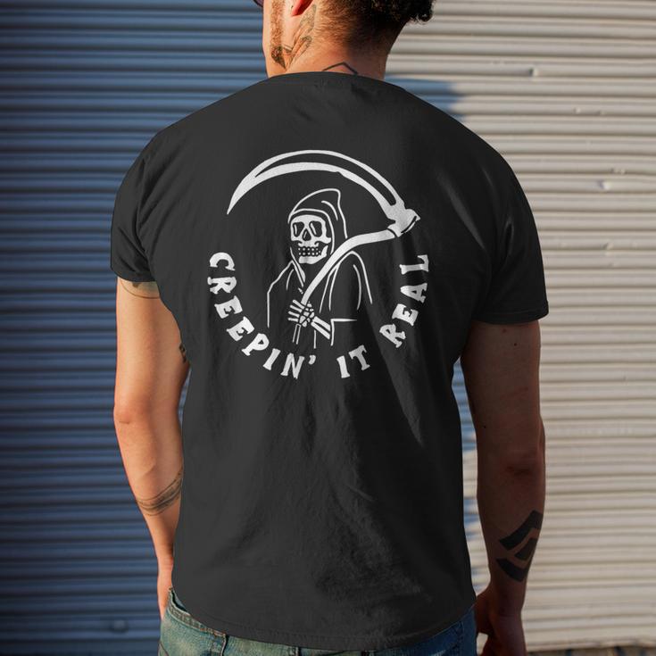 Creepin It Real Grim Reaper Halloween Men's T-shirt Back Print - Seseable