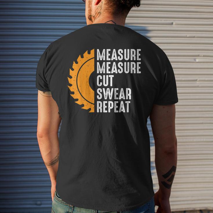 Dad Measure Cut Swear Handyman Father Men's Back Print T-shirt | Mazezy