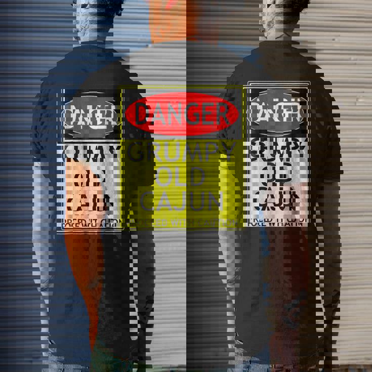 Danger Grumpy Old Cajun Proceed With Caution Men's Back Print T-shirt | Mazezy