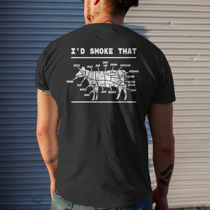 Grilling Id Smoke That Cow Smoking Bbq Food Pun Men's Back Print T ...