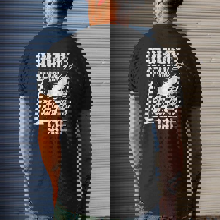 Grumpy Old Man Lawn Care Grass Cutting Lawn Mower Men's Back Print T-shirt | Mazezy