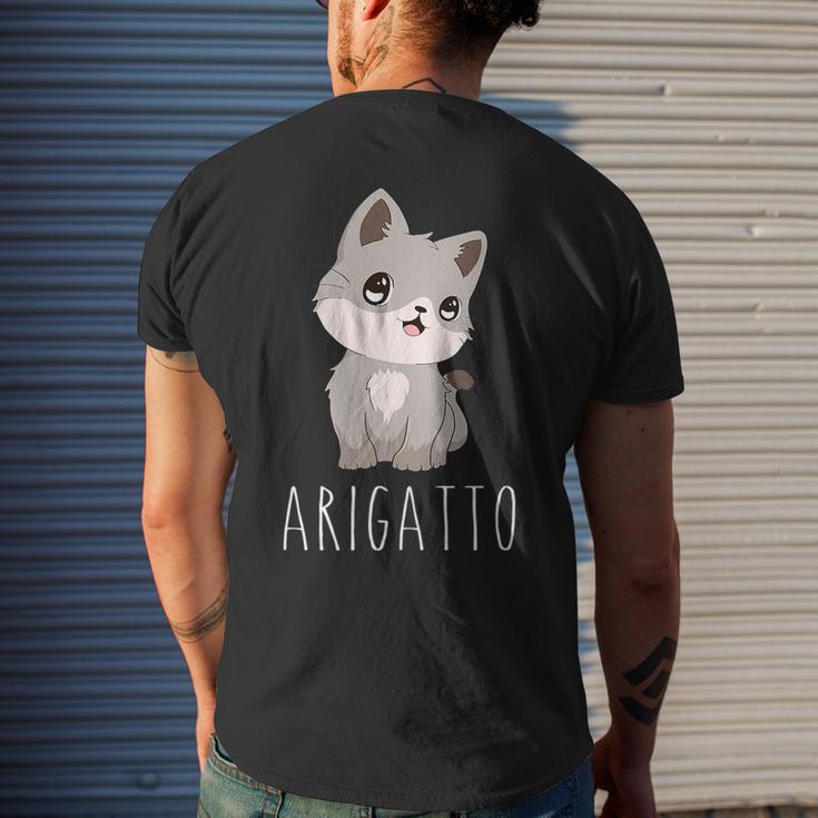 Kawaii Cat Arigato Italian Cat Japanese Thank You Mens Back Print T ...