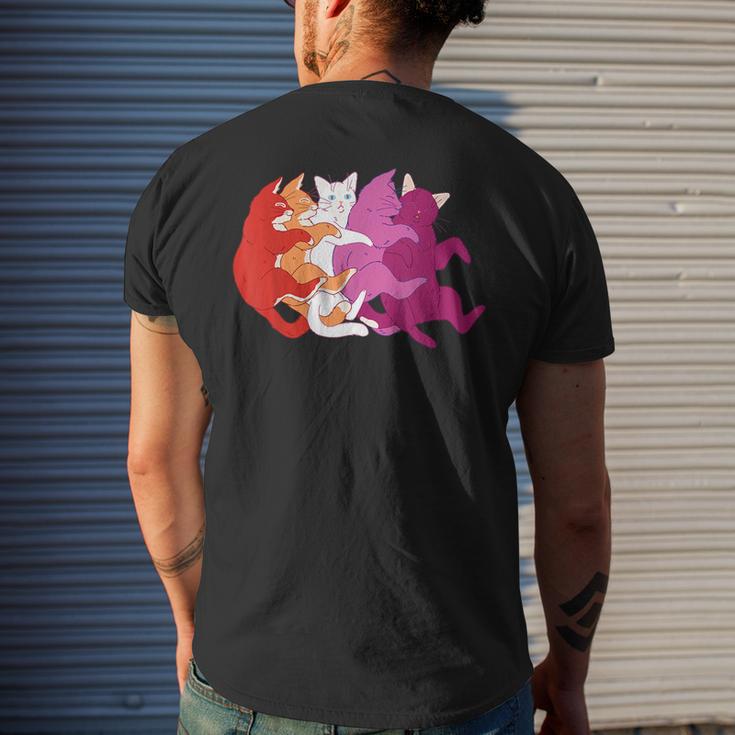 Lgbtq Lesbian Pride Flag - Cats Pile Lesbian Mens Back Print T-shirt ...