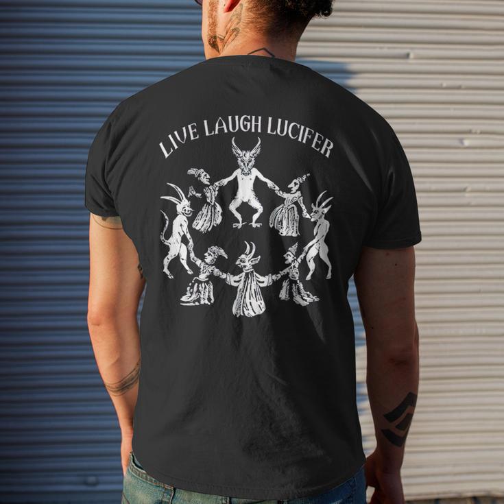 Live Laugh Lucifer Horror Satan Satanic Demonc Devil Goat Mens Back ...