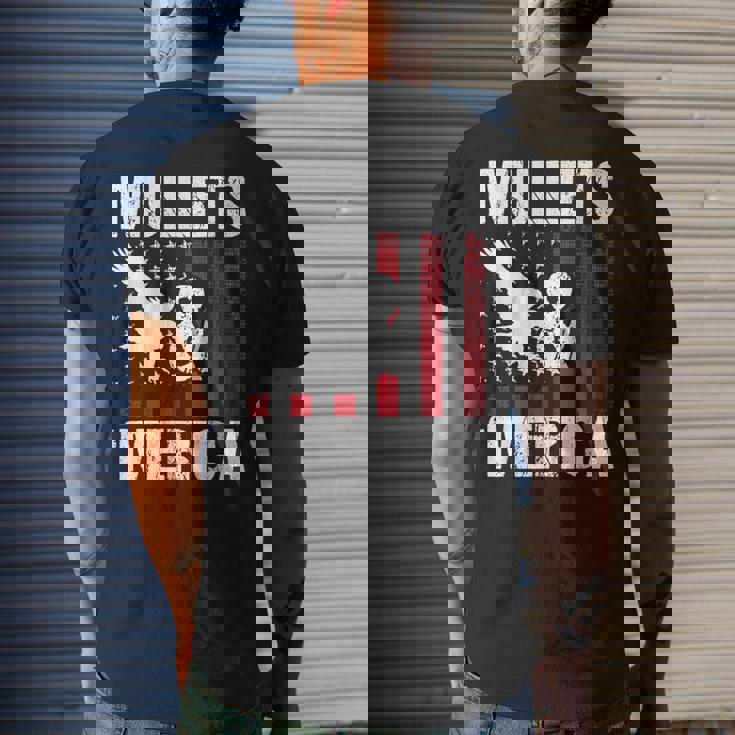 Mullets & Merica - Patriotic Us Flag Redneck Mullet Pride Mens Back ...