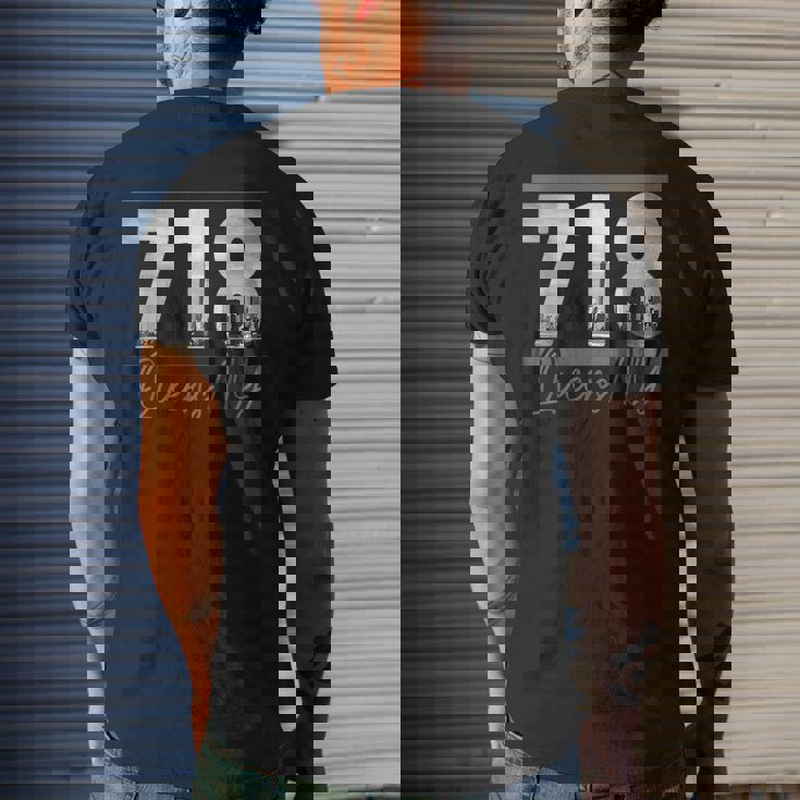 New York City 718 Area Code Skyline Queens Ny Nyc Vintage Men's Back ...