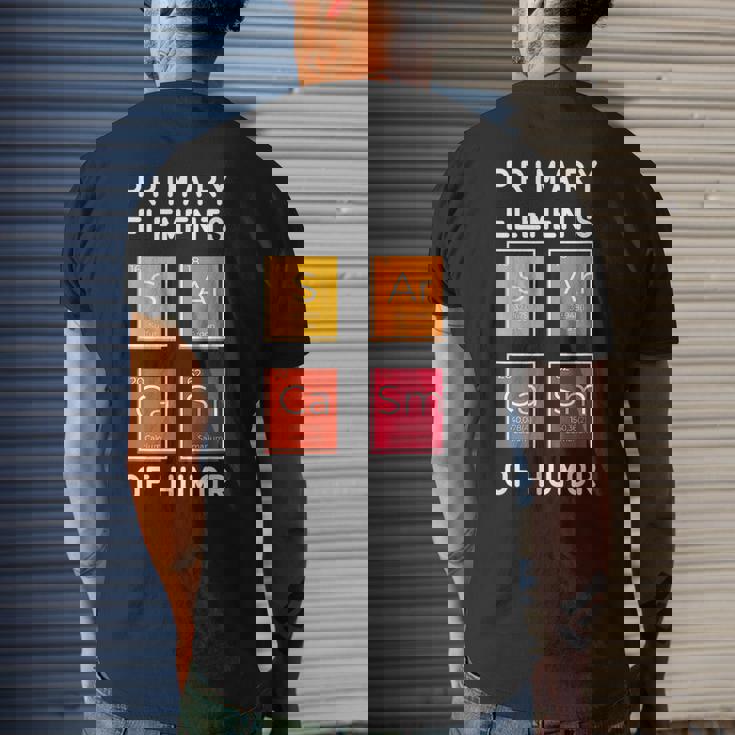 Sarcasm Elements Funny Chemistry Period Table Science Mens Back Print T ...