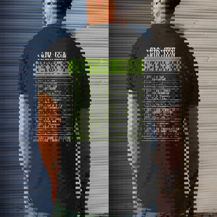 Senior Citizen Texting Code Dad Grandpa Men's Back Print T-shirt | Mazezy