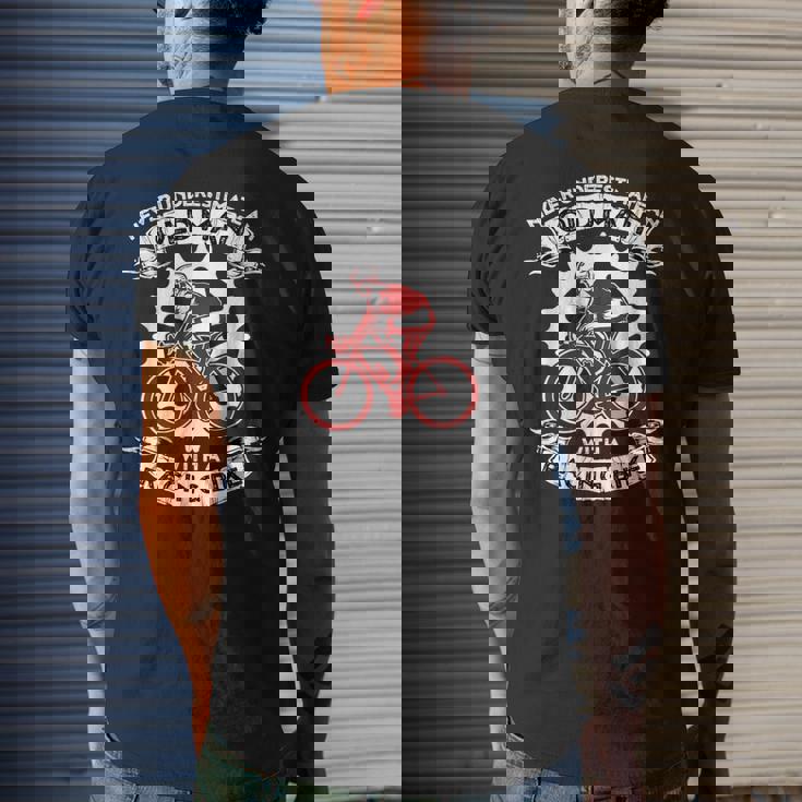 Never Underestimate An Old Man With A Racing Bike Men's T-shirt Back ...