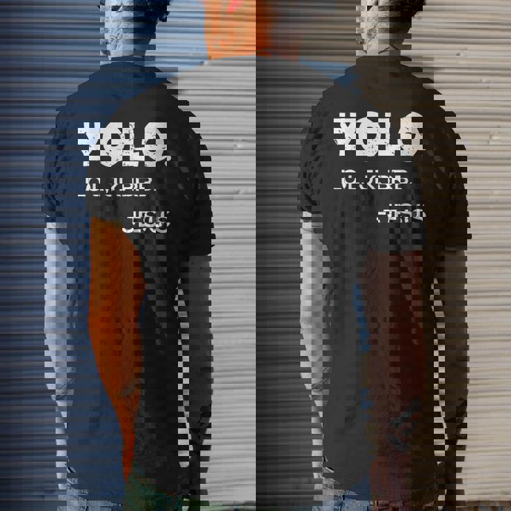 Yolo Lol Jk Brb Jesus Men's T-shirt Back Print | Mazezy