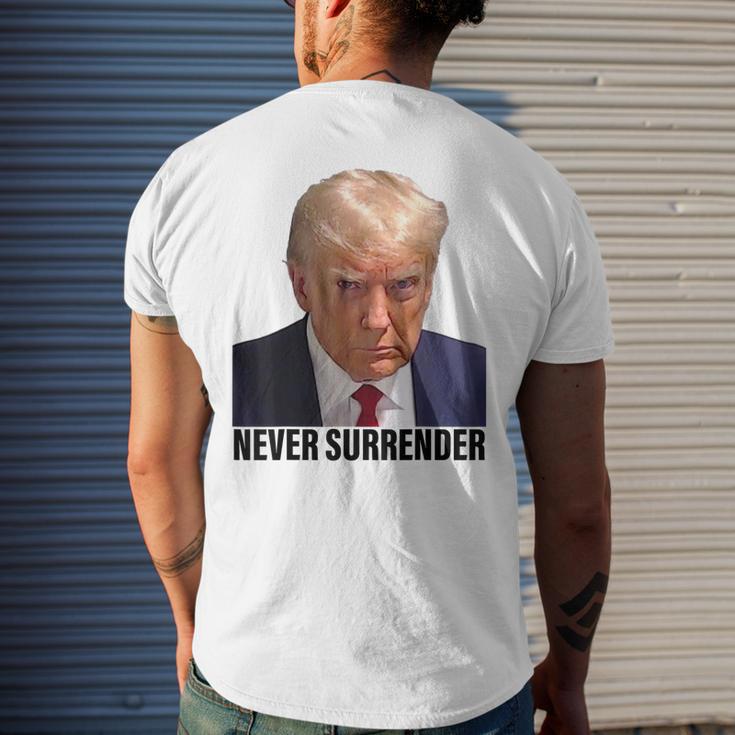 Trump 2024 Never Surrender Pro Trump Shot Men's T-shirt Back Print | Mazezy