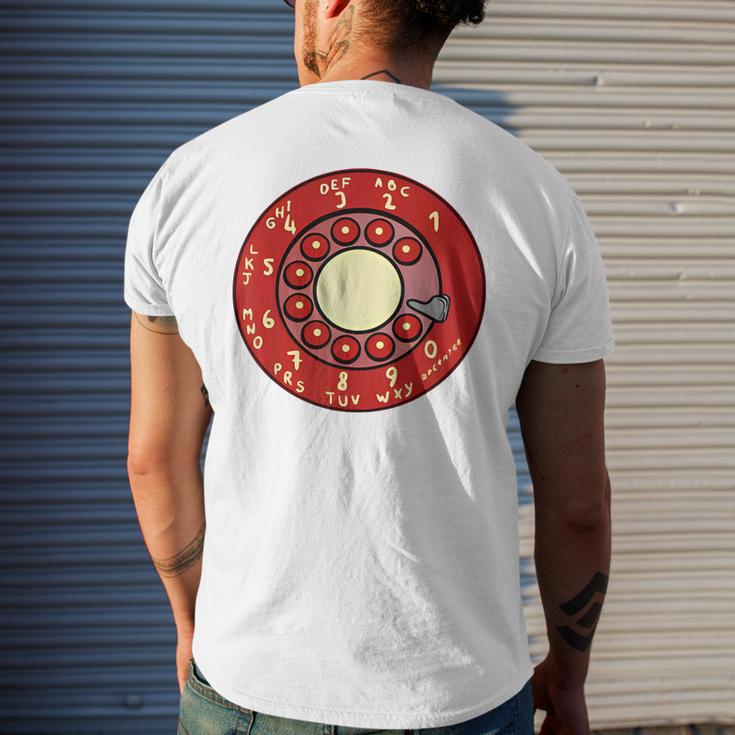 Vintage Rotary Dial Phone Mens Back Print T-shirt | Mazezy