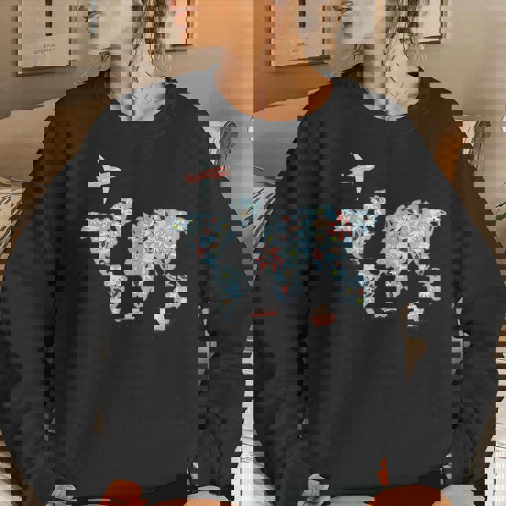 Artistic World Map Road Trip Summer Vacay Cruise Women Kids Cruise Women Sweatshirt | Mazezy