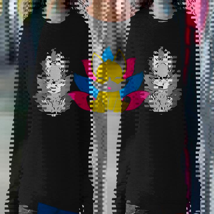 Pansexual Subtle Pride Cute Kitsune Fox Pan Flag Women Sweatshirt | Mazezy