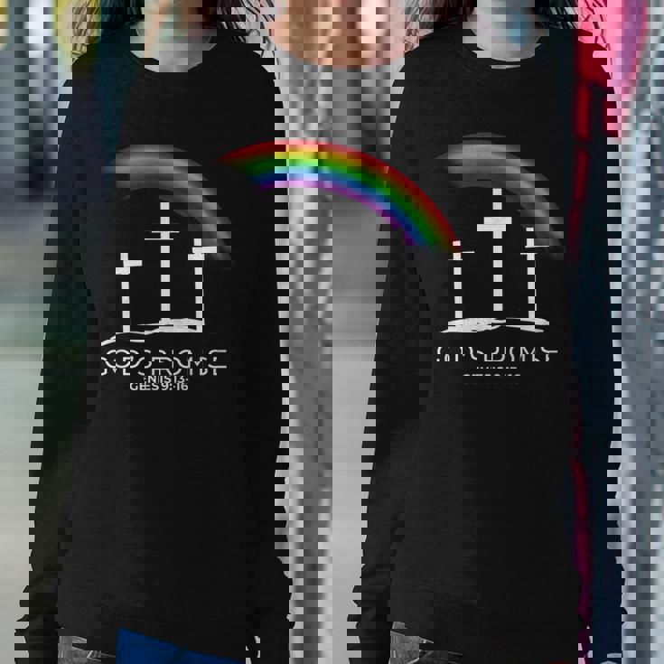 Rainbow Christ Cross Christian Quote Gods Promise Women Sweatshirt | Mazezy